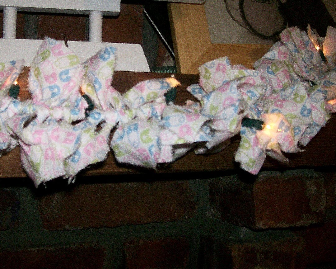 Lighted Baby Swag in Diaper Pin Print, Gender Reveal Decor, Pink and ...