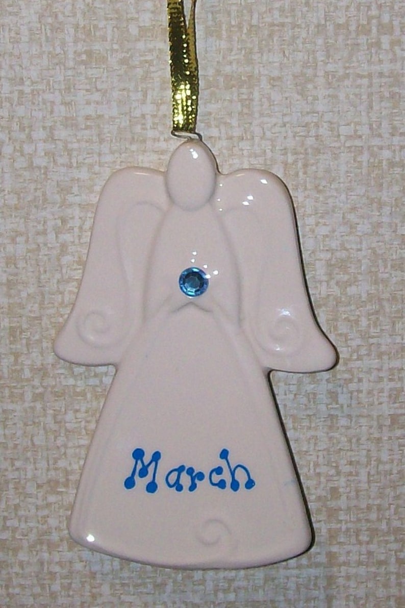 March Birthstone Angel Ornament Baby Gift Baptism Birthday | Etsy