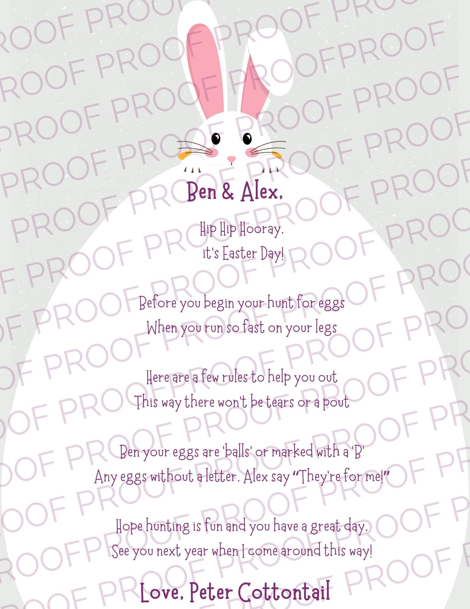 Easter Bunny Letter & Poem - Etsy