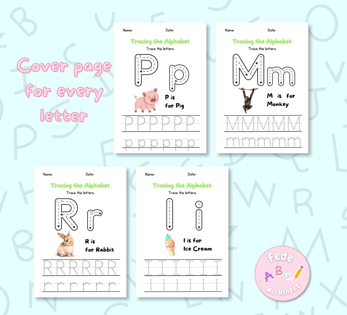 Uppercase Lowercase Alphabet Tracing Worksheets, 78 Printable Preschool ...