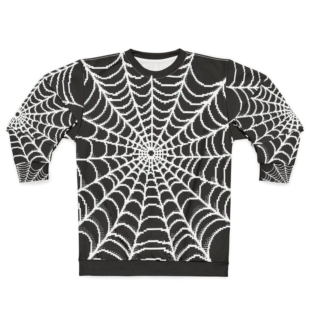 Black and White Cobweb Holiday Sweater With a Bold Spiderweb Design ...