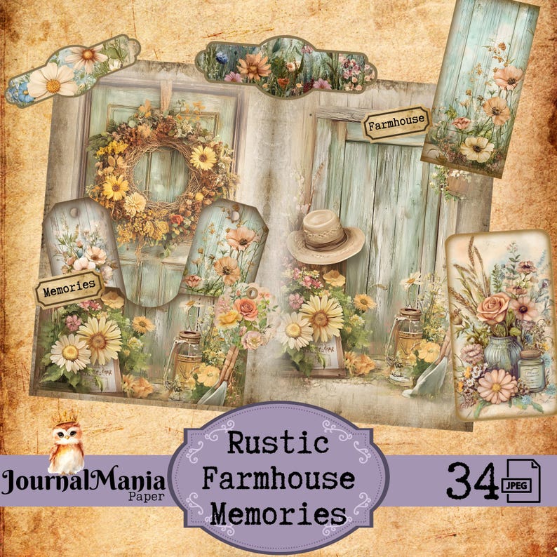 Farm Junk Journal Kit: Cottagecore Printable Ephemera (digital Download ...