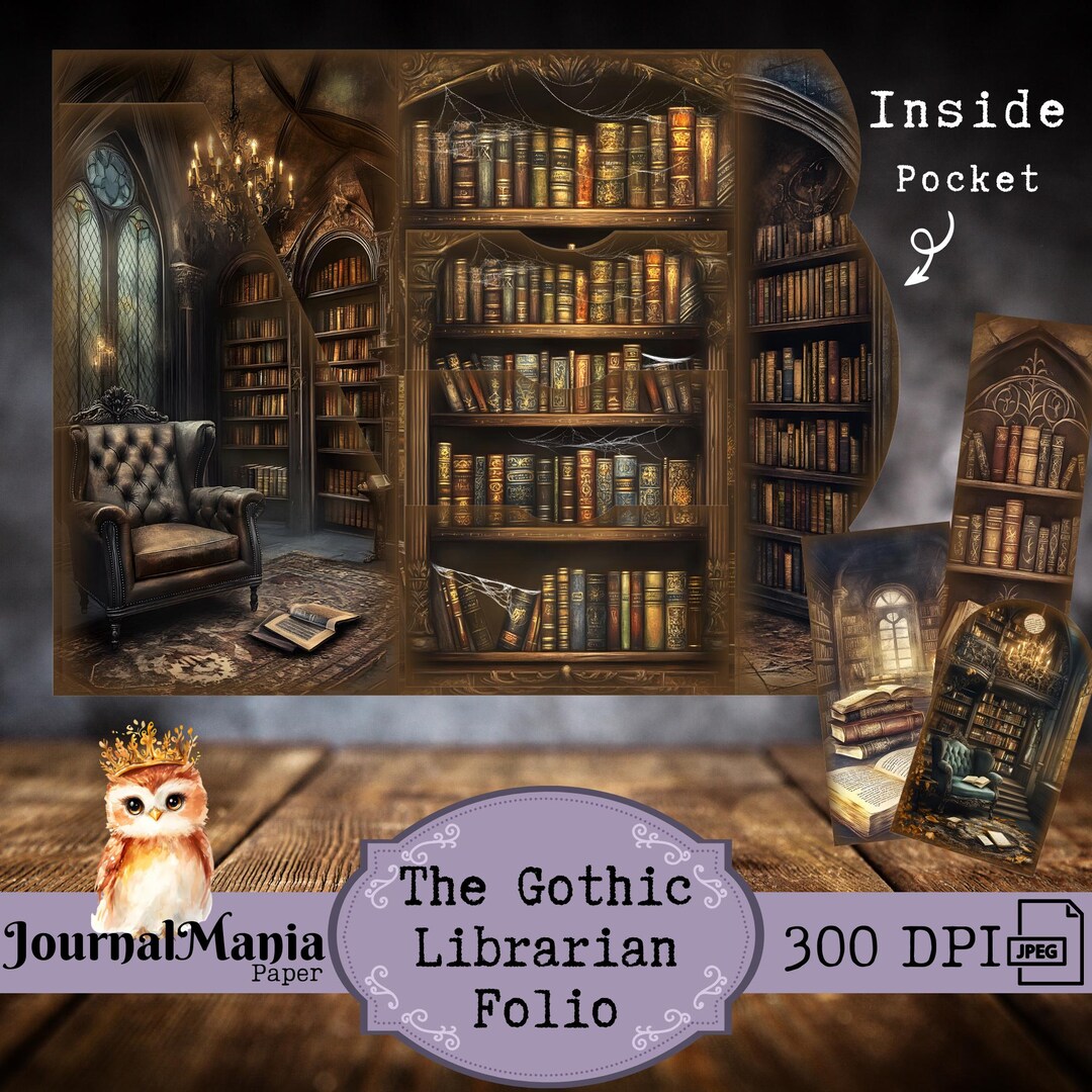 Gothic Library Trifold Folio: DIY Mini Journal Kit (digital Download ...