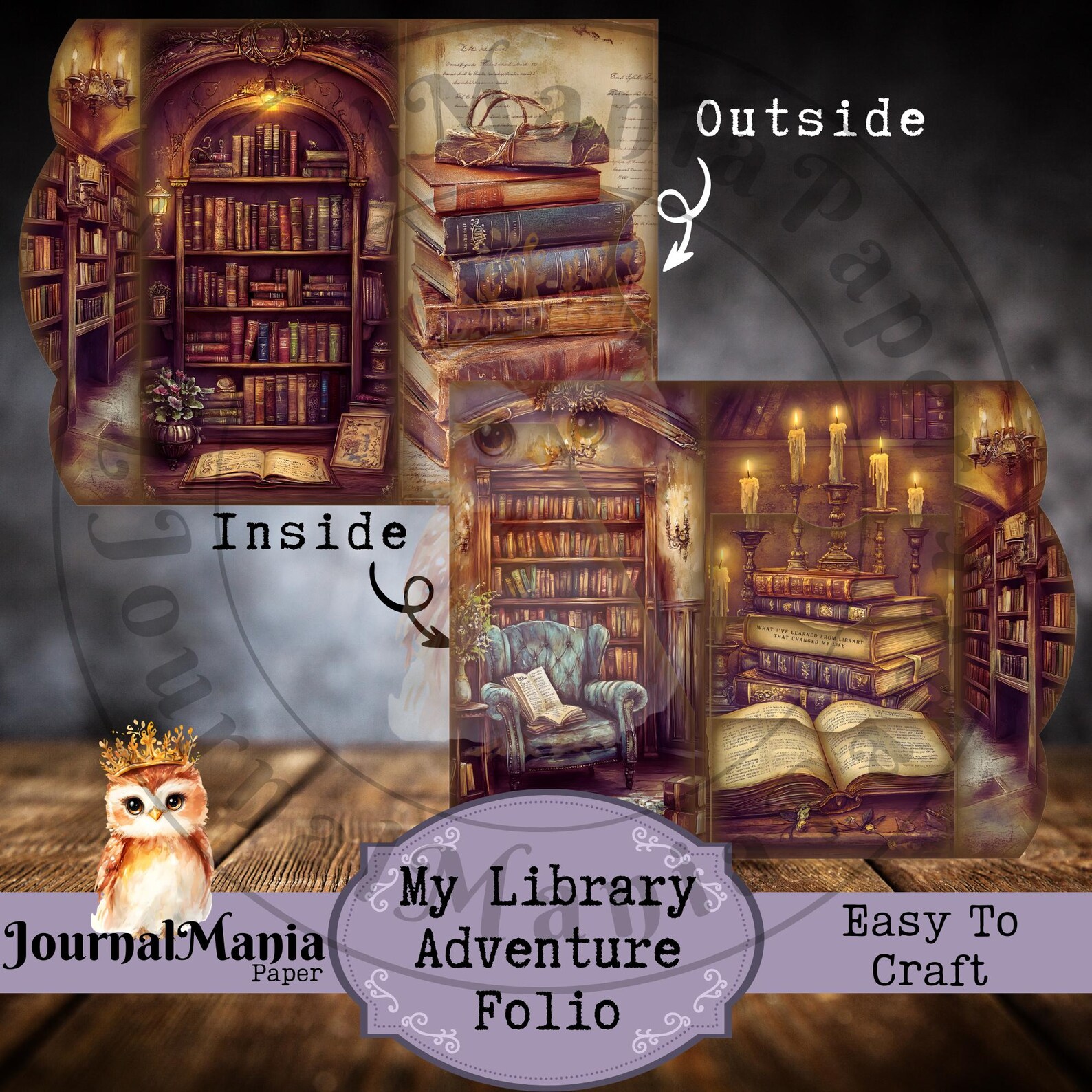 Junk Journal Folding Folio Library Trifold Printable Book Junkjournal ...