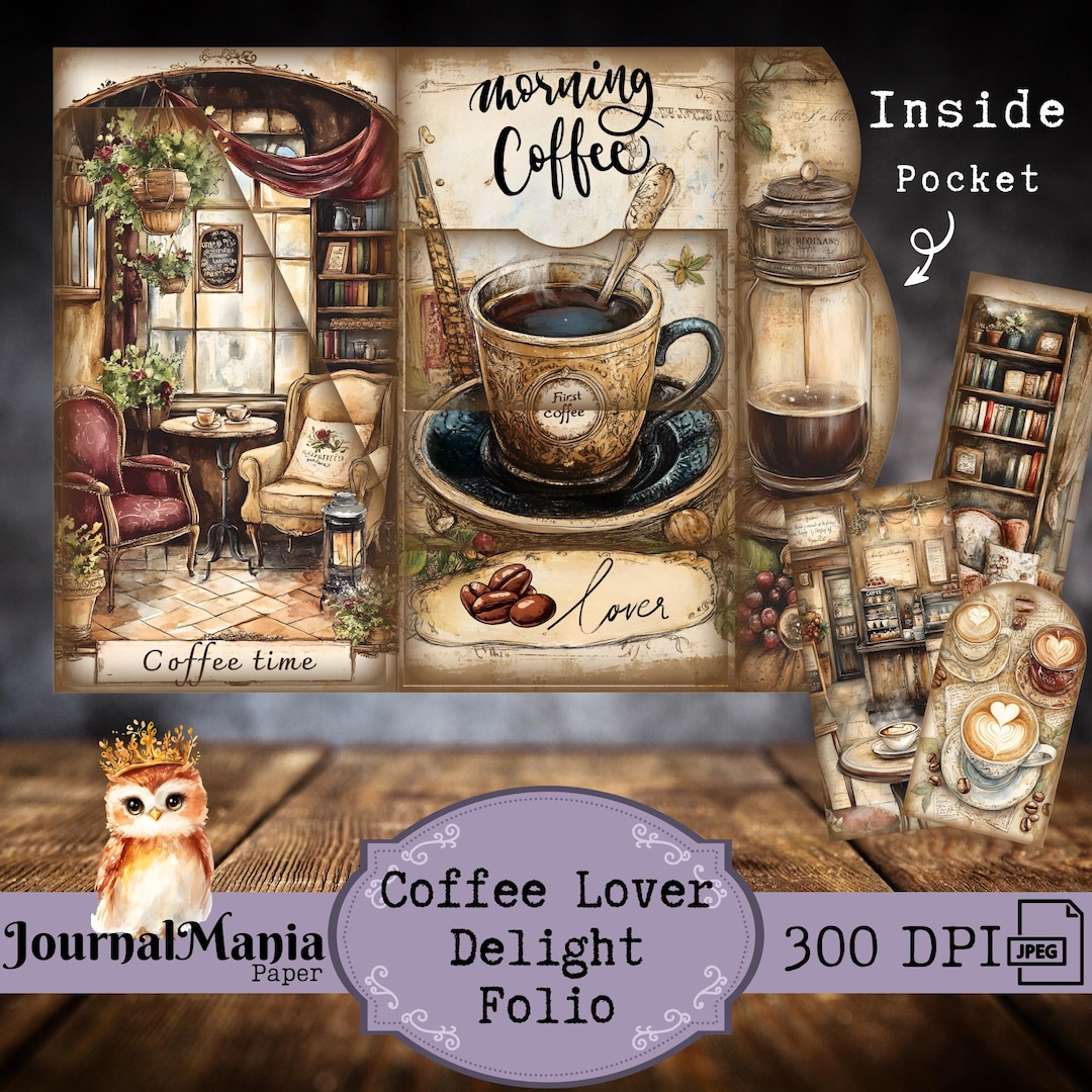 Coffee Junk Journal Kit: Printable Trifold Mini Folio (digital Download ...