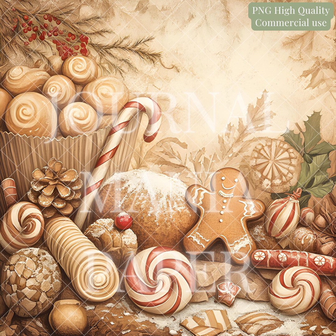 Festive Gingerbread Christmas Printable Gingerbread PNG Instant ...