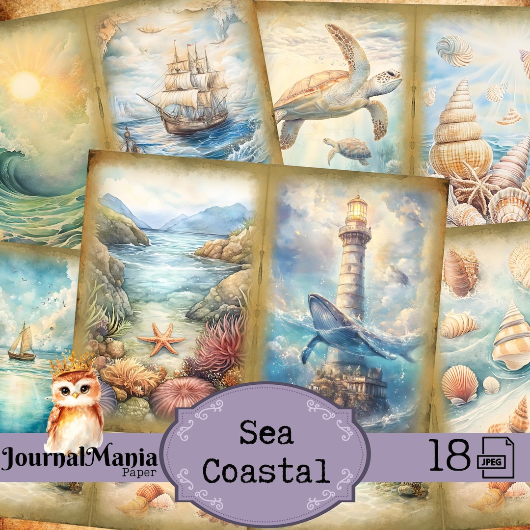 Sea Coastal Junk Journal Kit: Nautical Ocean Printable (digital ...