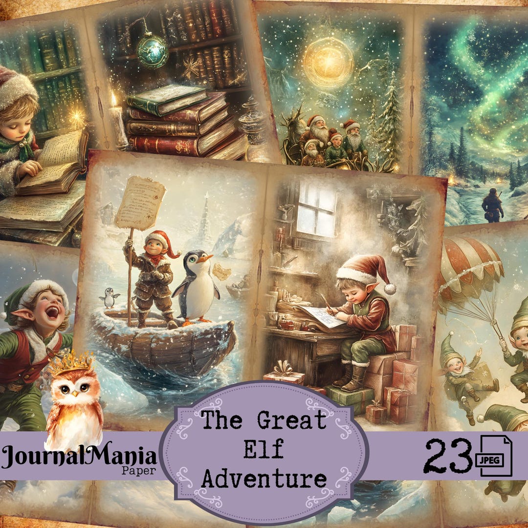 Elf Adventure Christmas Junk Journal Kit: Vintage Printable (digital ...