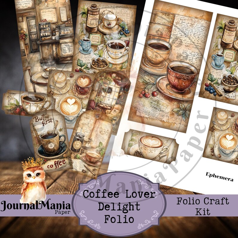 Coffee Junk Journal Kit: Printable Trifold Mini Folio (digital Download ...