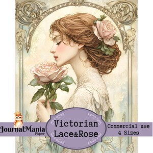 Victorian Rose Printable, 70 Images, 4 Sizes, Commercial Use, Victorian ...
