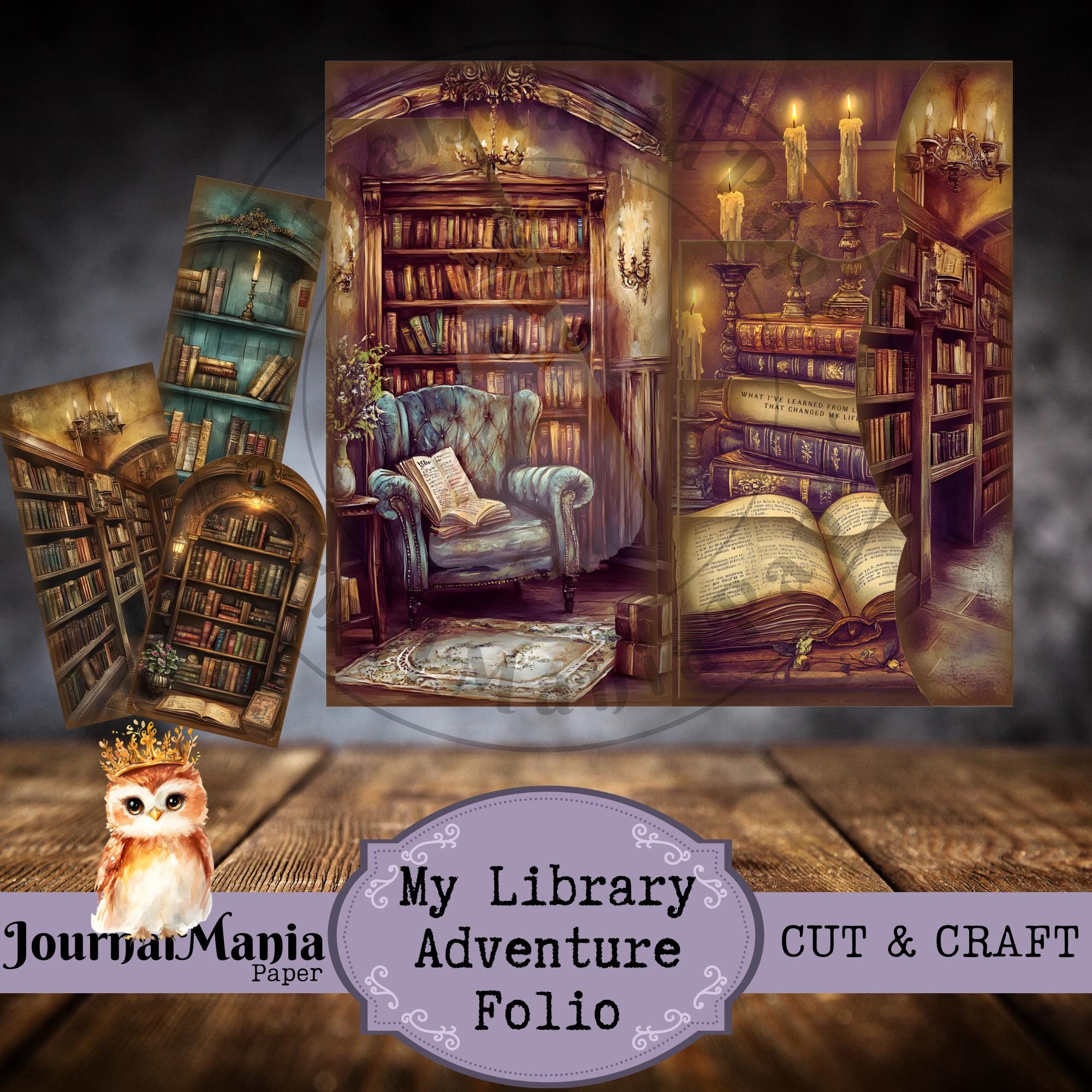 Library Folio Trifold Book Library Junkjournal Booklover Gifted DIY ...