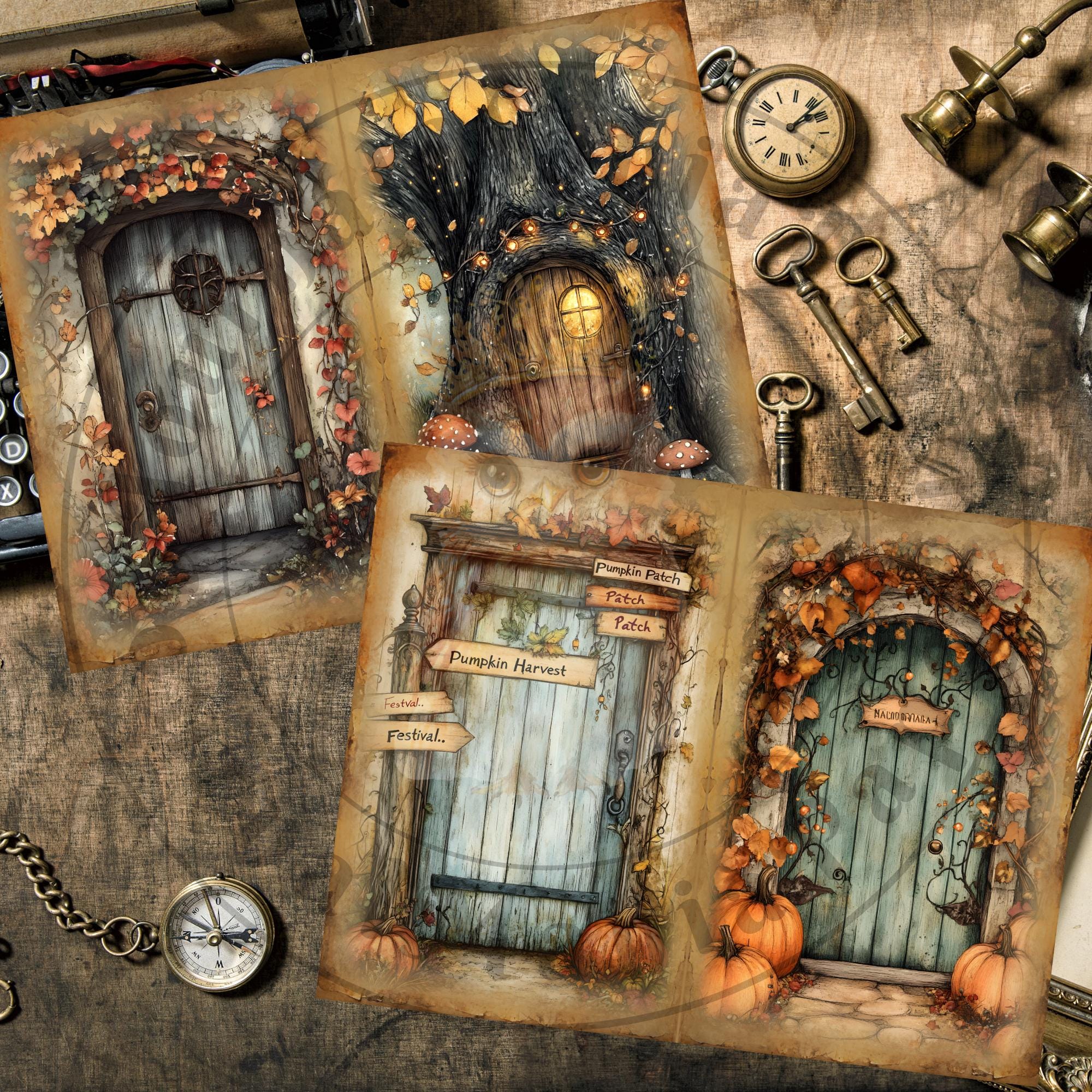 Whimsical Door Junkjournal Wooden Door Kit Secret Door Forest Magic ...