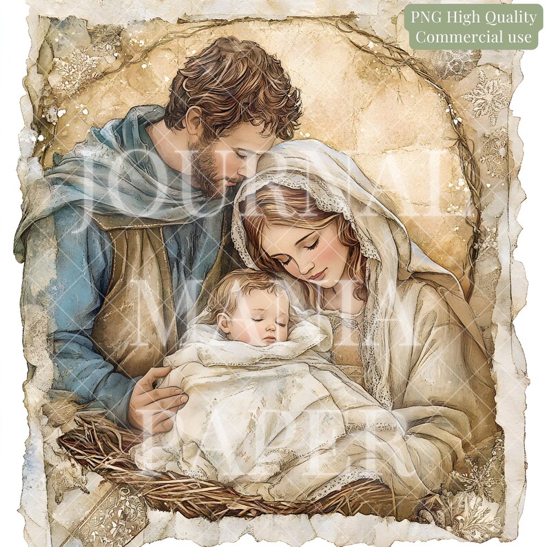 Nativity Christmas Printable Vintage Nativity PNG Instant Download DIY ...