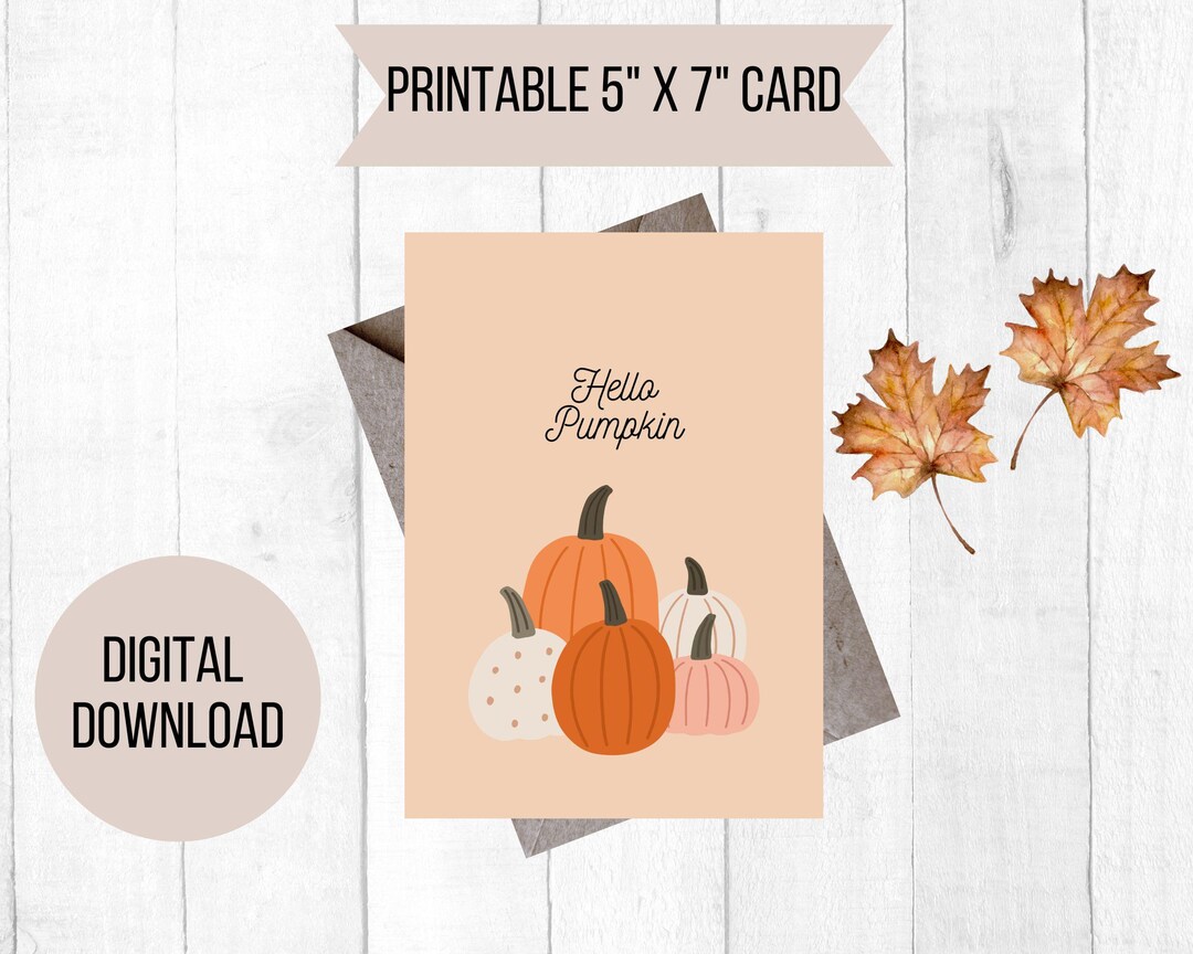 Hello Pumpkin Printable Greeting Card - Etsy