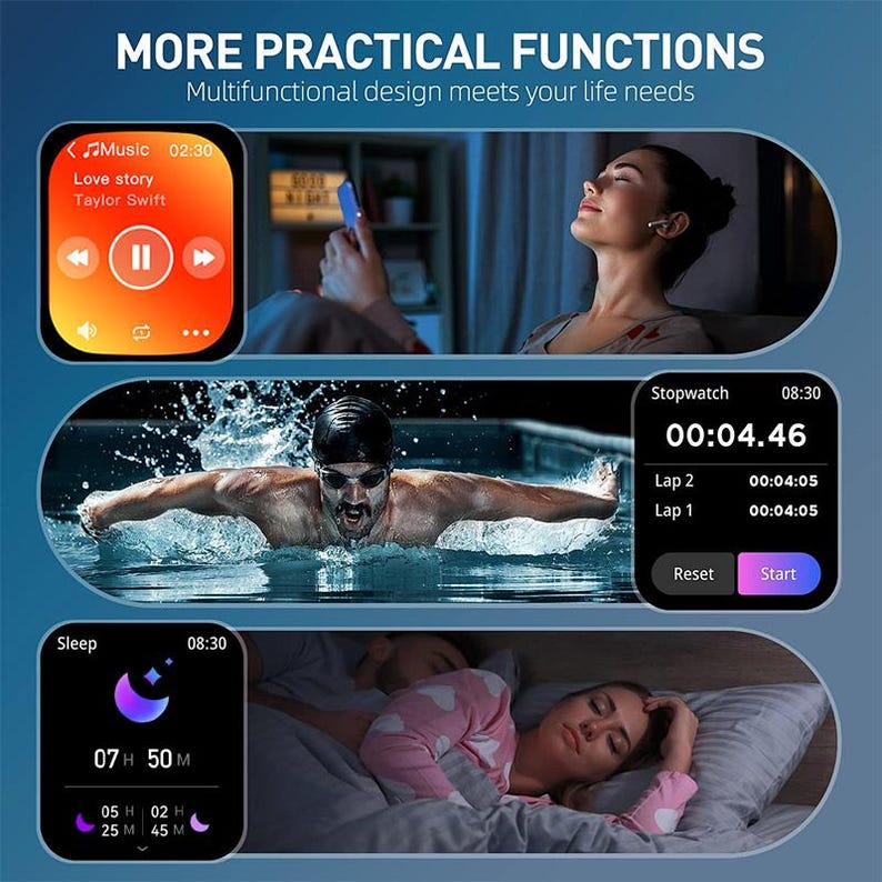 Smart Watch With 2 Strap, Heart Rate/sleep Monitor, 110+ Sport Modes ...