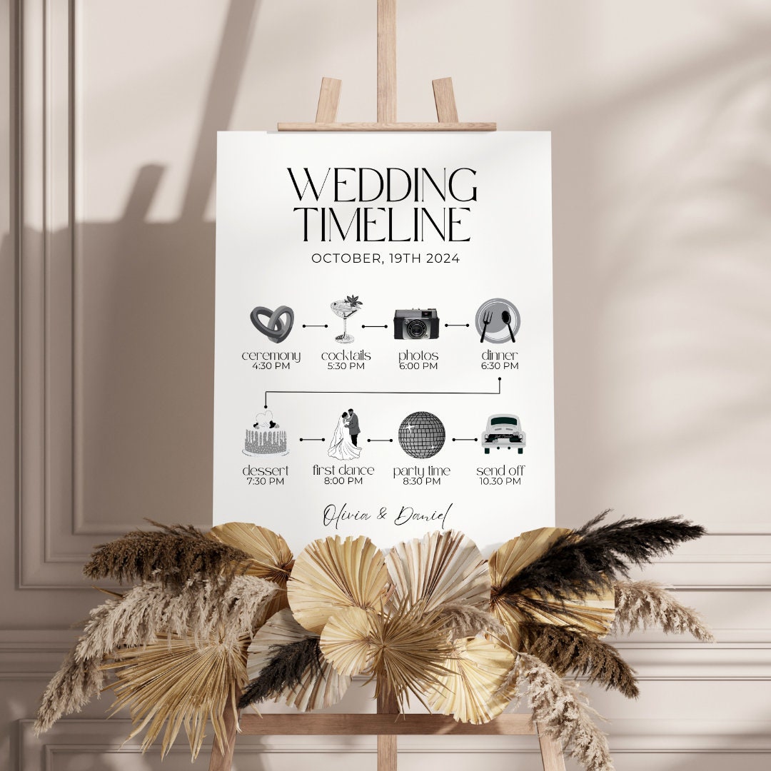 Wedding Timeline Template Wedding Order of Events Invitation Template ...