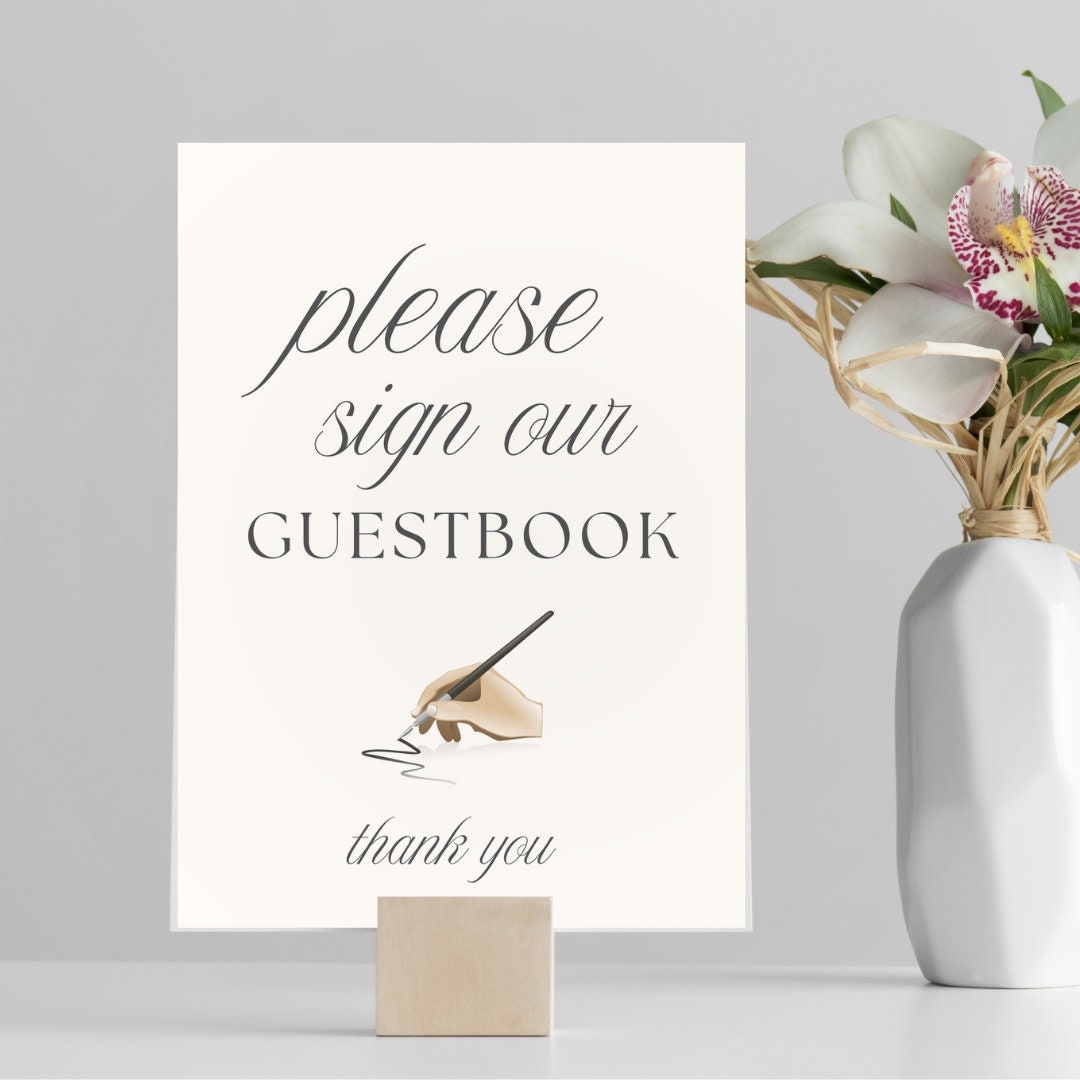 Guest Book Signage Template Sign Our Guest Book Template Wedding ...