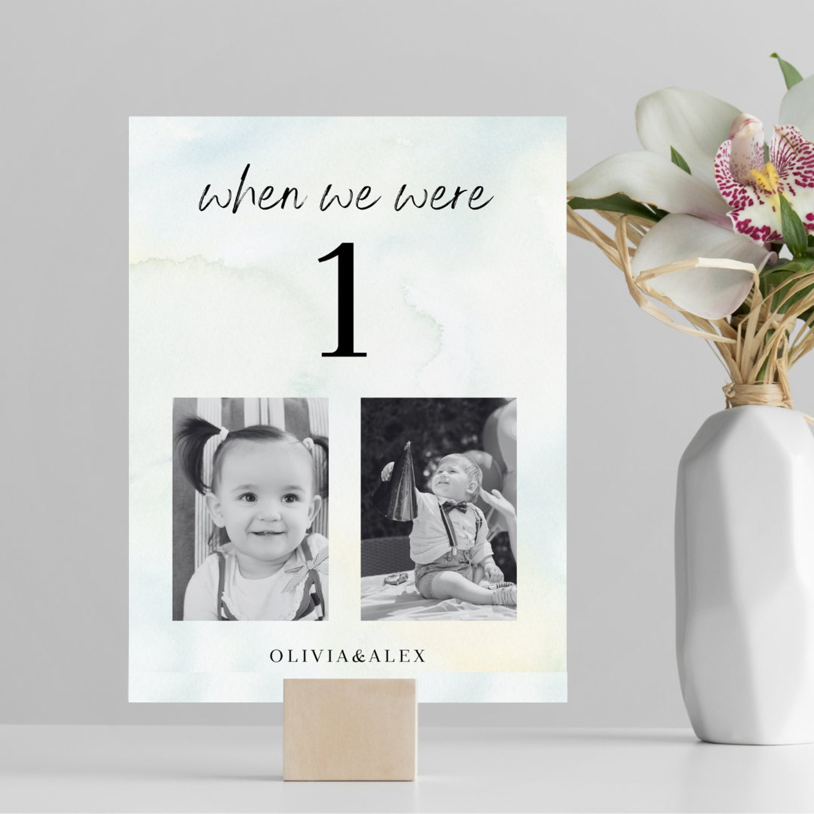 When We Were Age Table Number Template Wedding Baby Photo Table Number ...