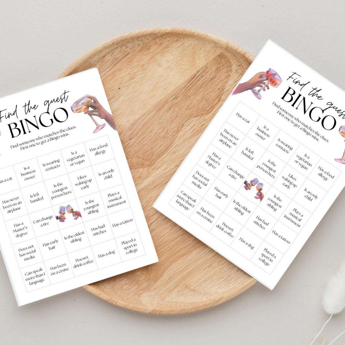 Guest Bingo Card Template Wedding Guest Game Template Cocktail Party ...