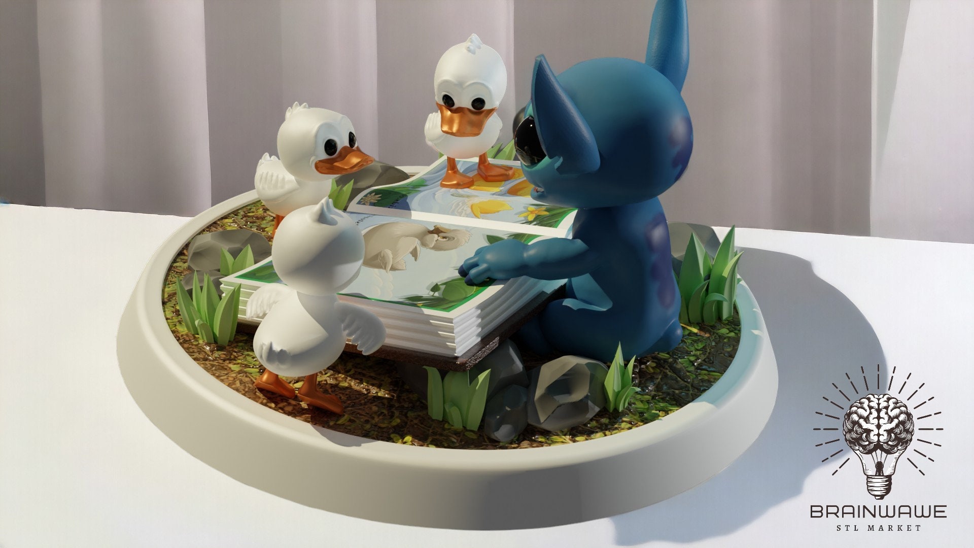 Stitch With Ducks 3D STL File Stitch With Ducks Figure Print in Place ...