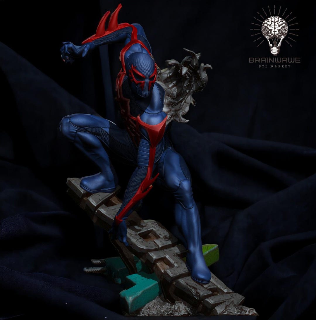 Spiderman 2099 2 cabeças Figura 3D Stl Arquivos HQ Marvel Spiderman ...