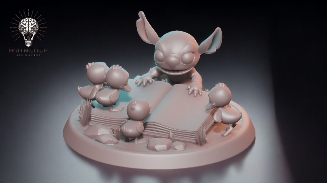 Stitch With Ducks 3D STL File Stitch With Ducks Figure Print in Place ...