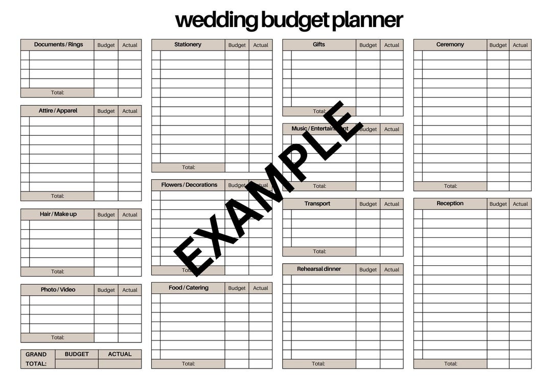 Wedding Budget Planner Spreadsheet | Printable Wedding Expense Tracker ...
