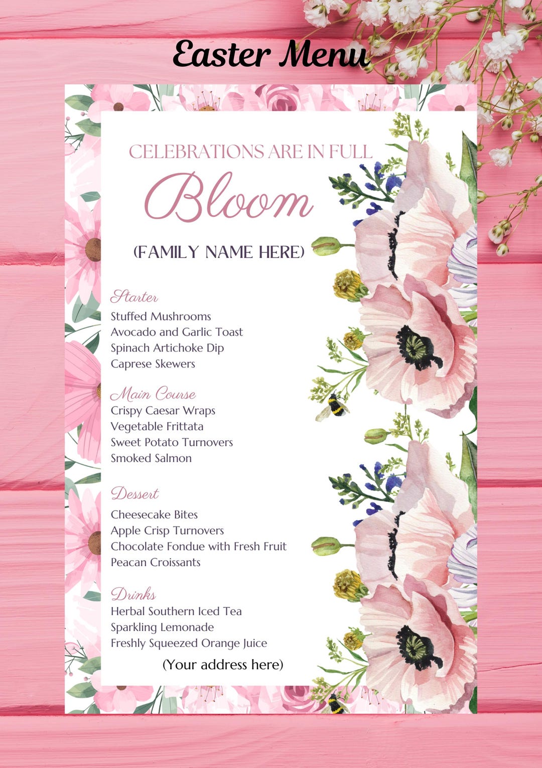 Menu Editable Easter Template Dinner Table Setting Templates Editable ...