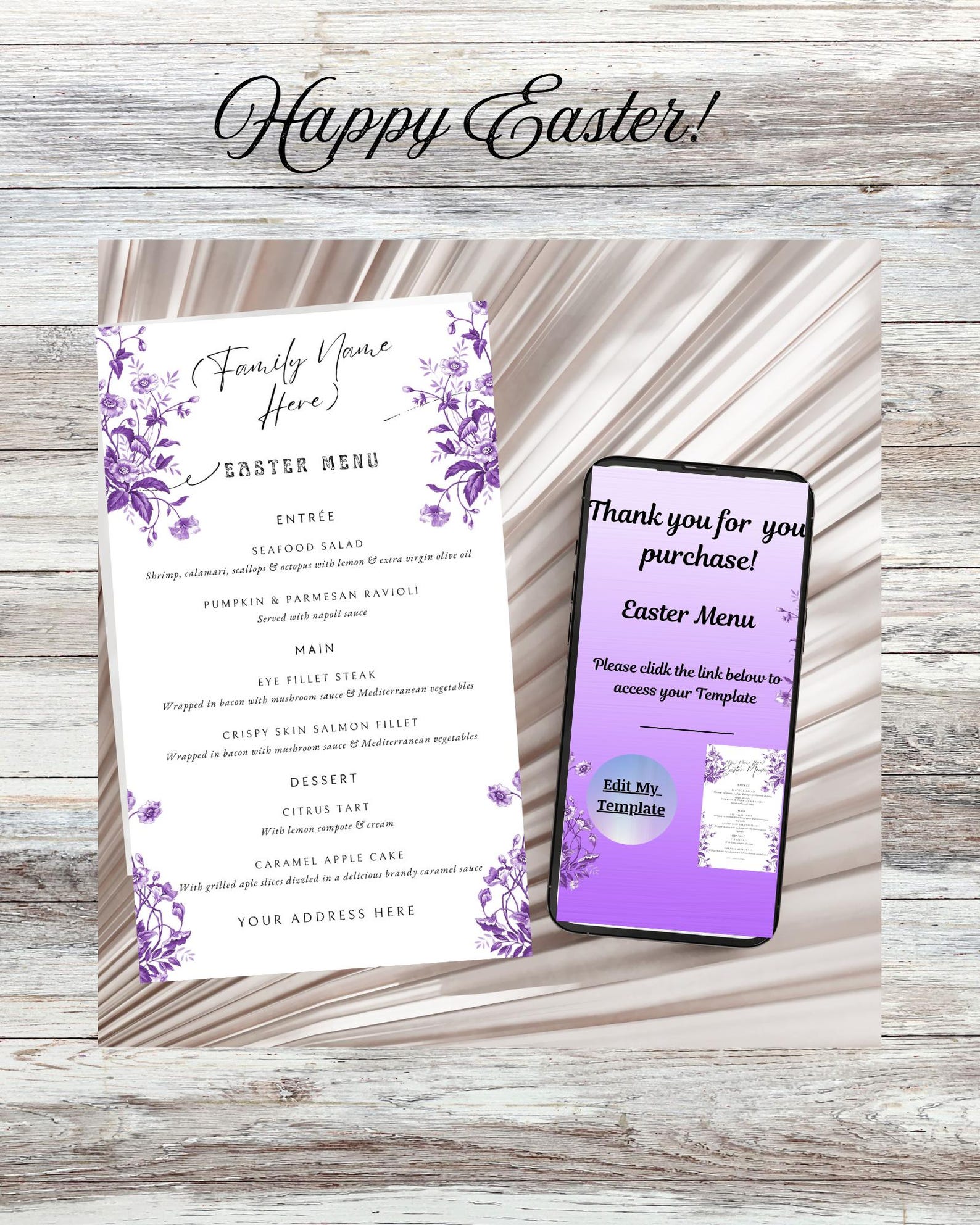 Menu Editable Easter Template Dinner Table Setting Templates Editable ...