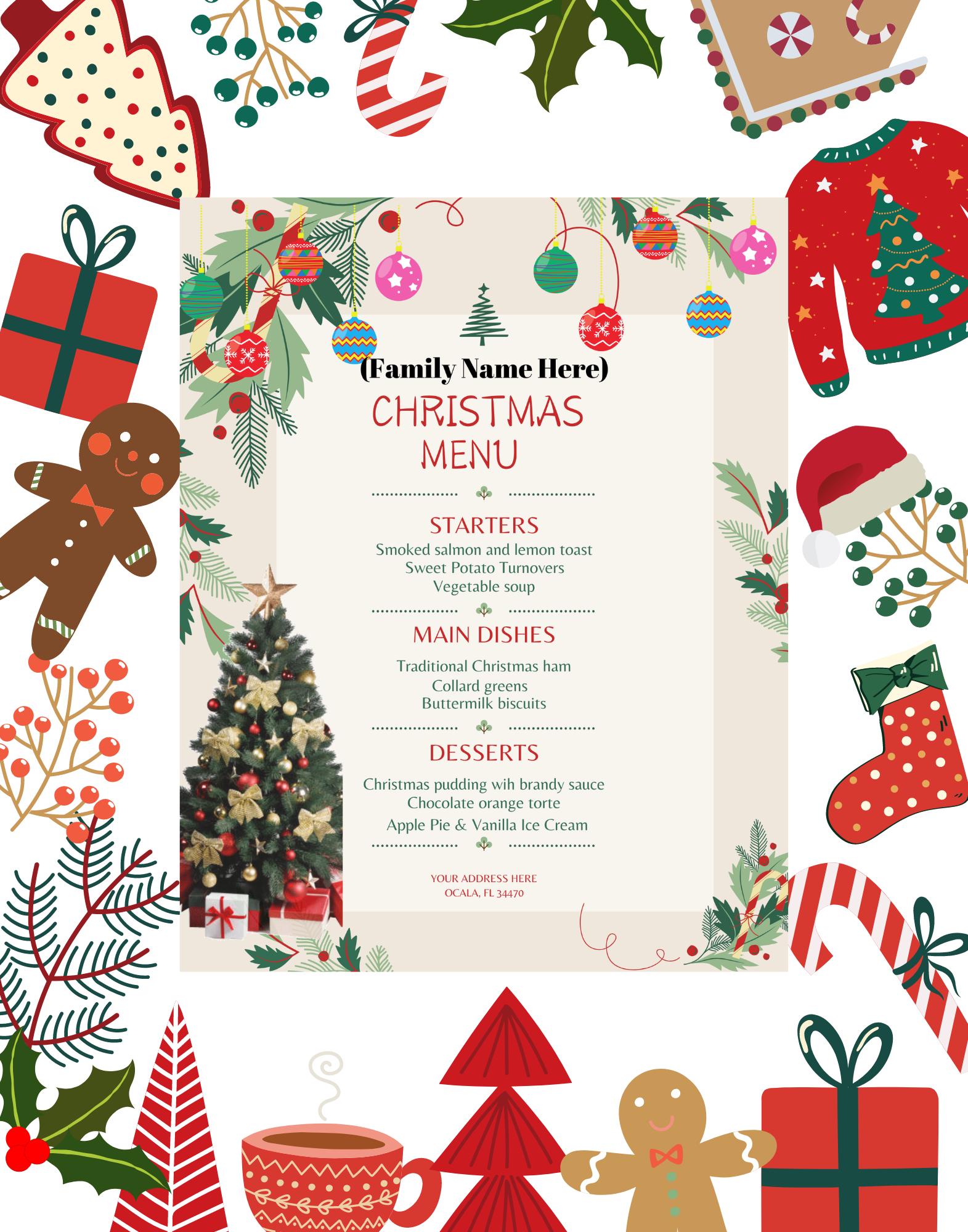 Christmas Dinner Menu, Christmas Dinner Menu, Christmas Menu Template ...