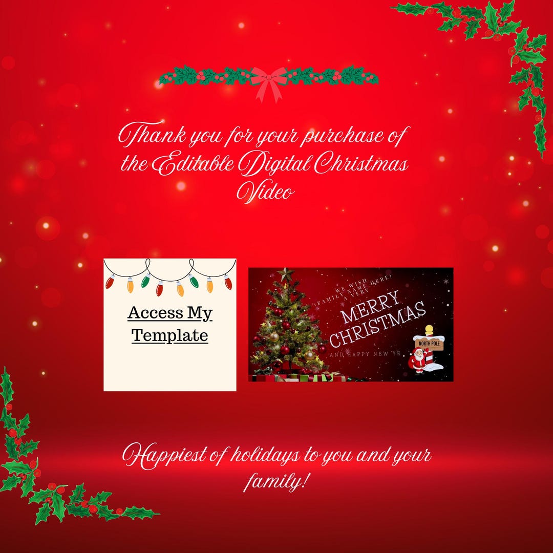 Christmas Video Card: Editable Instant Download Holiday Greetings ...