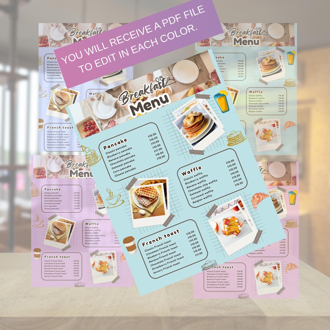 Breakfast Brunch Menu Template: Editable Family & Holiday (PDF) - Etsy