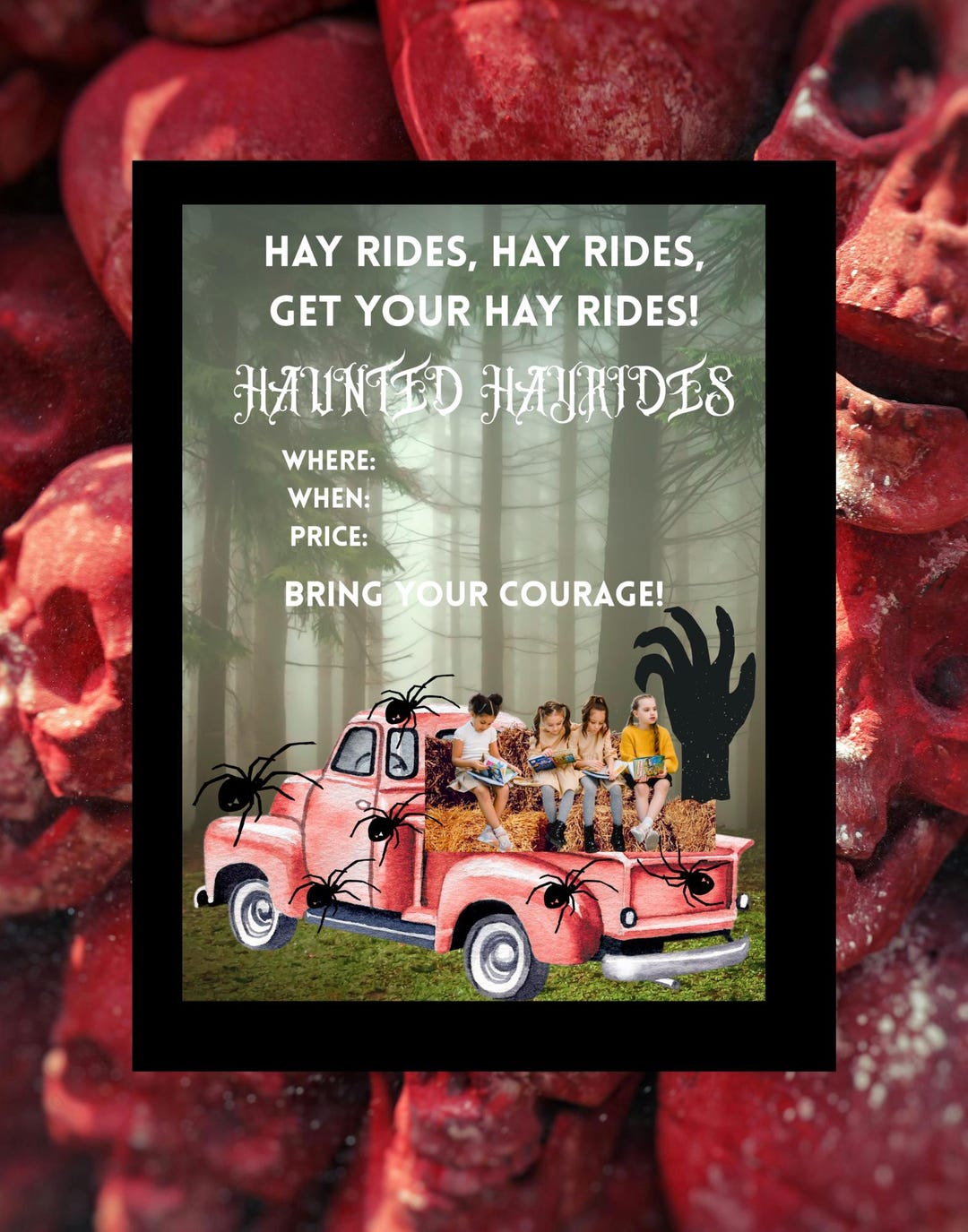 Halloween Hayride Flyer Template: Editable Spooky Autumn Design ...