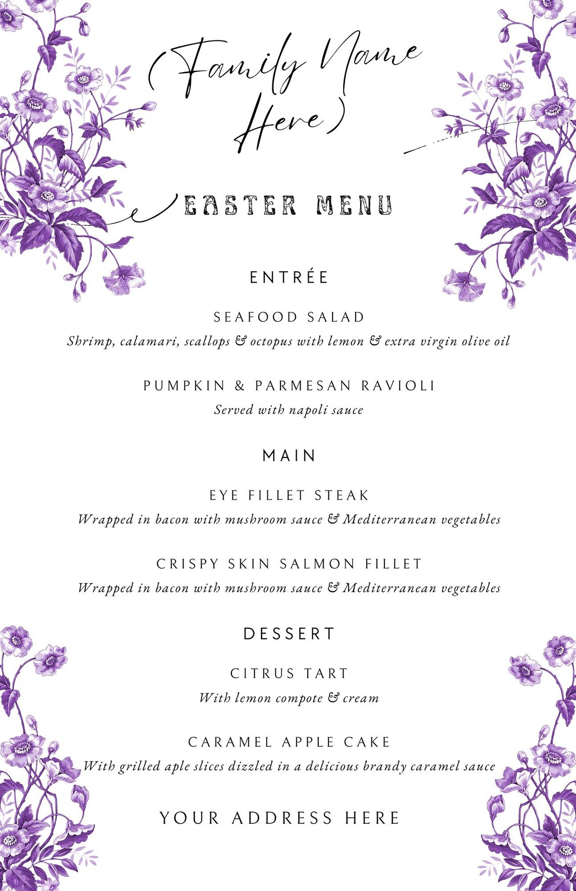 Menu Editable Easter Template Dinner Table Setting Templates Editable ...