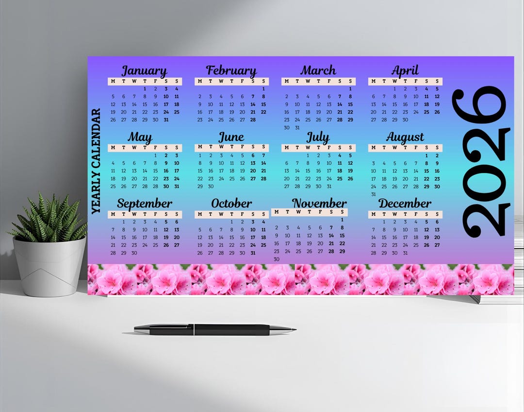 2026 Floral Calendar, Teal & Pink (instant Download PNG) - Etsy