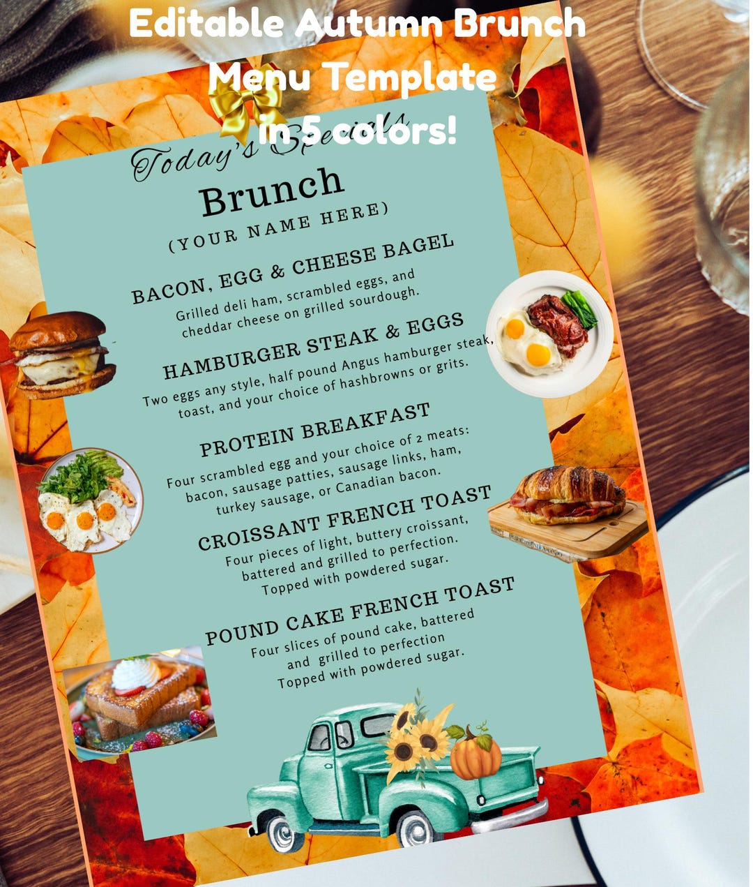 Fall Brunch Menu Template: Autumn Halloween Thanksgiving Editable DIY ...