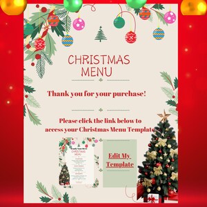 Editable Christmas Dinner Menu Template (digital Download) - Etsy Canada
