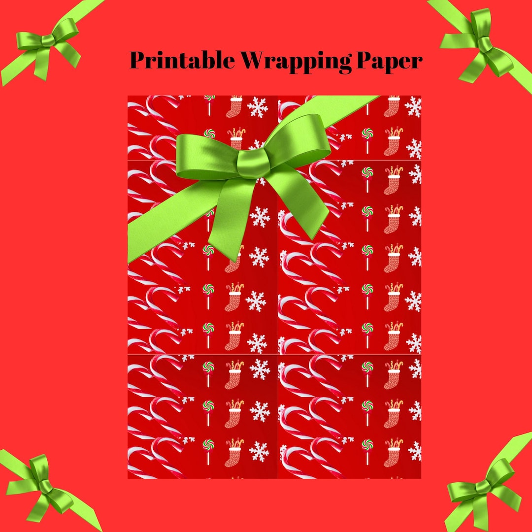 Digital Printable Christmas Wrapping Paper | Red & White Christmas ...