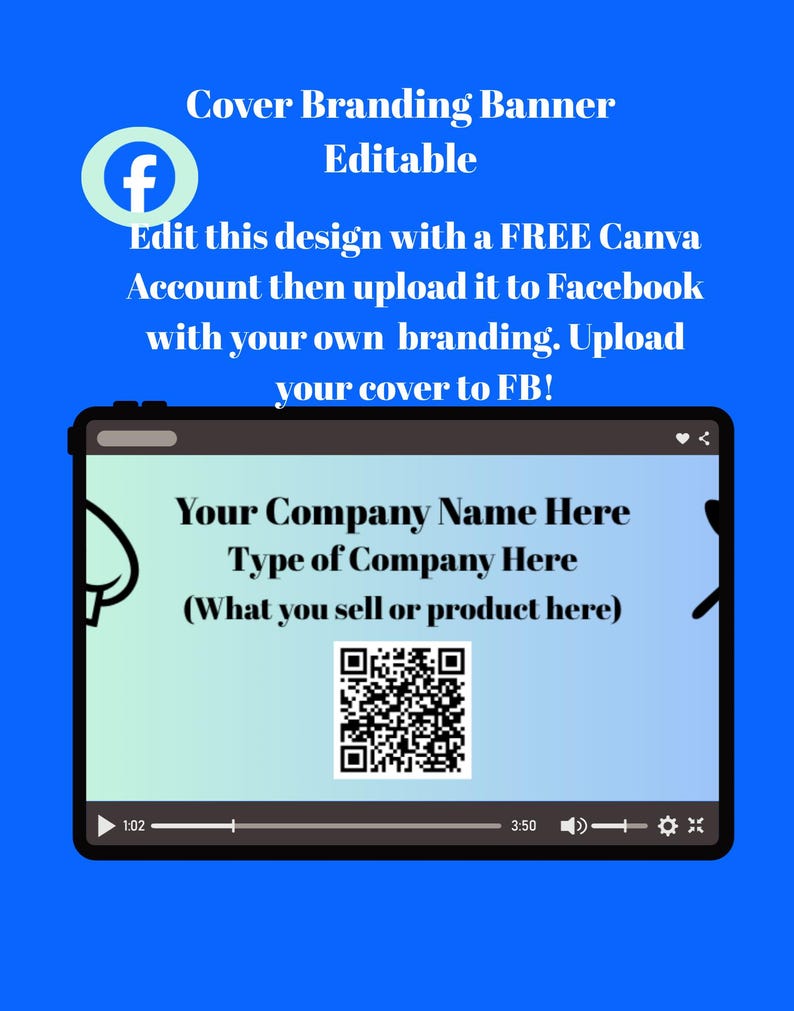 Facebook Cover Page Editable Branding With QR Code - Etsy