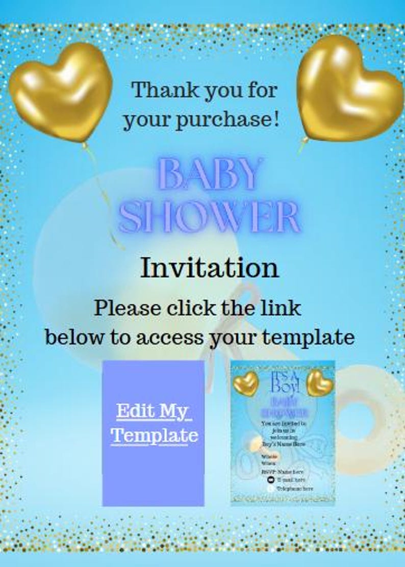 Editable Digital Baby Boy Shower Template Instant Download. Greetings ...