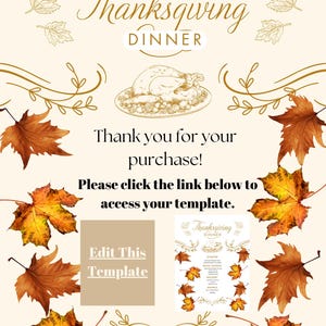 Thanksgiving Menu Digital Editable Download, Thanksgiving Menu ...