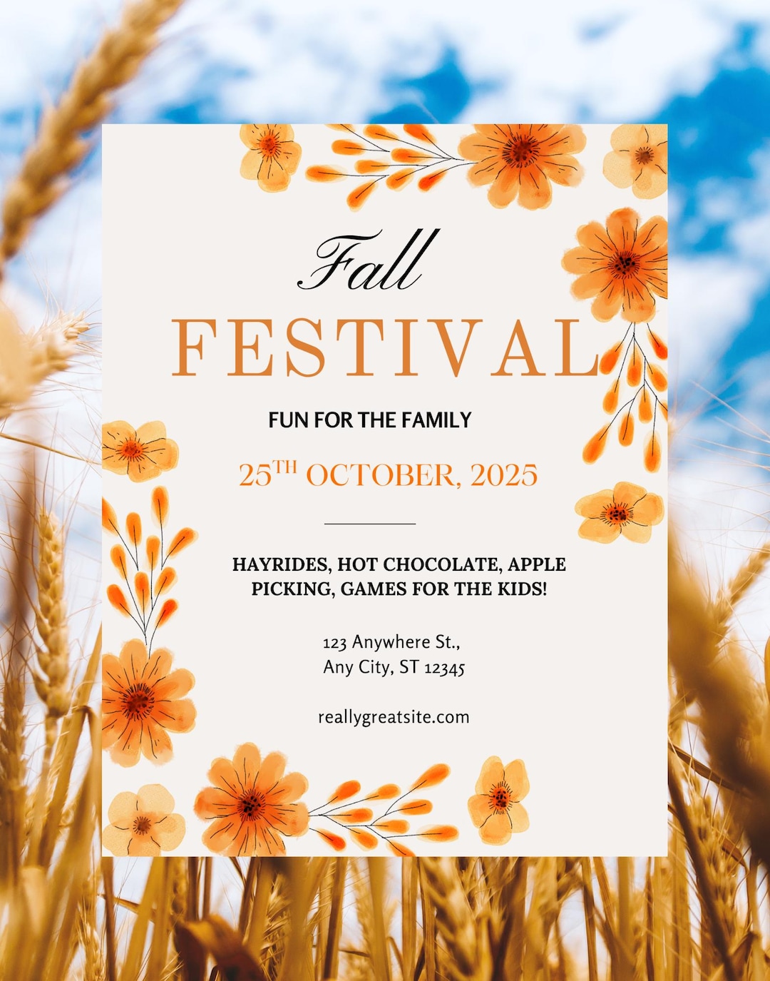 Fall Festival Flyer: Editable Thanksgiving, Halloween Event (digital ...