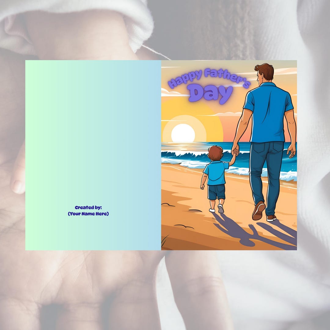 Editable Father’s Day Card Cartoon Father’s Day Card Instant Digital ...