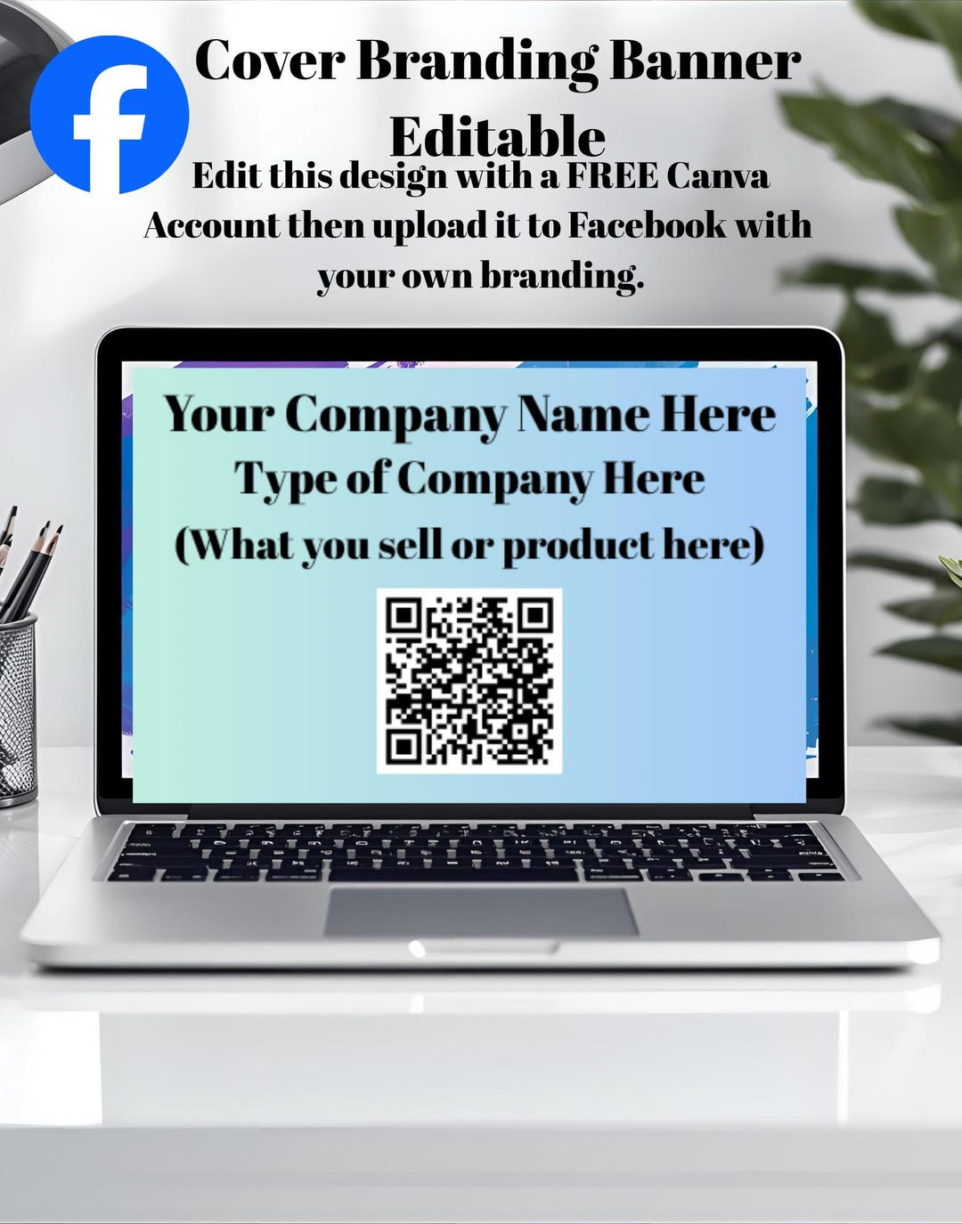 Facebook Cover Page Editable Branding With QR Code - Etsy