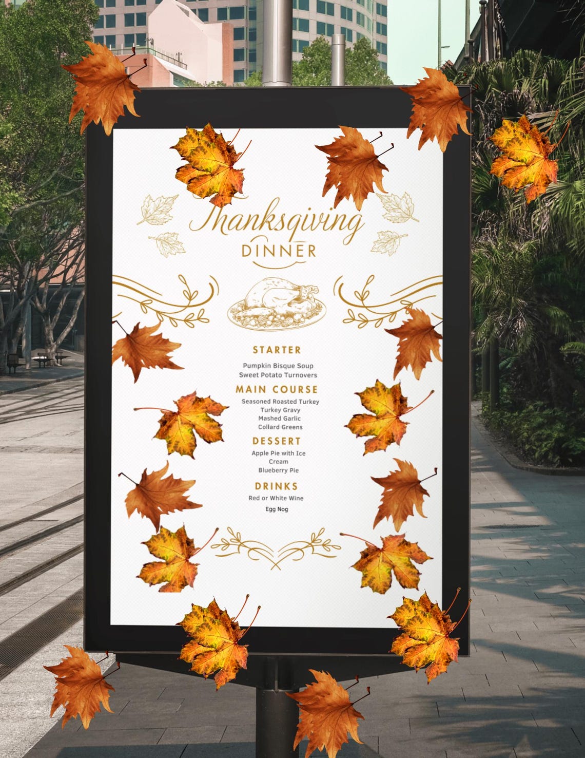 Thanksgiving Menu Digital Editable Download, Thanksgiving Menu ...
