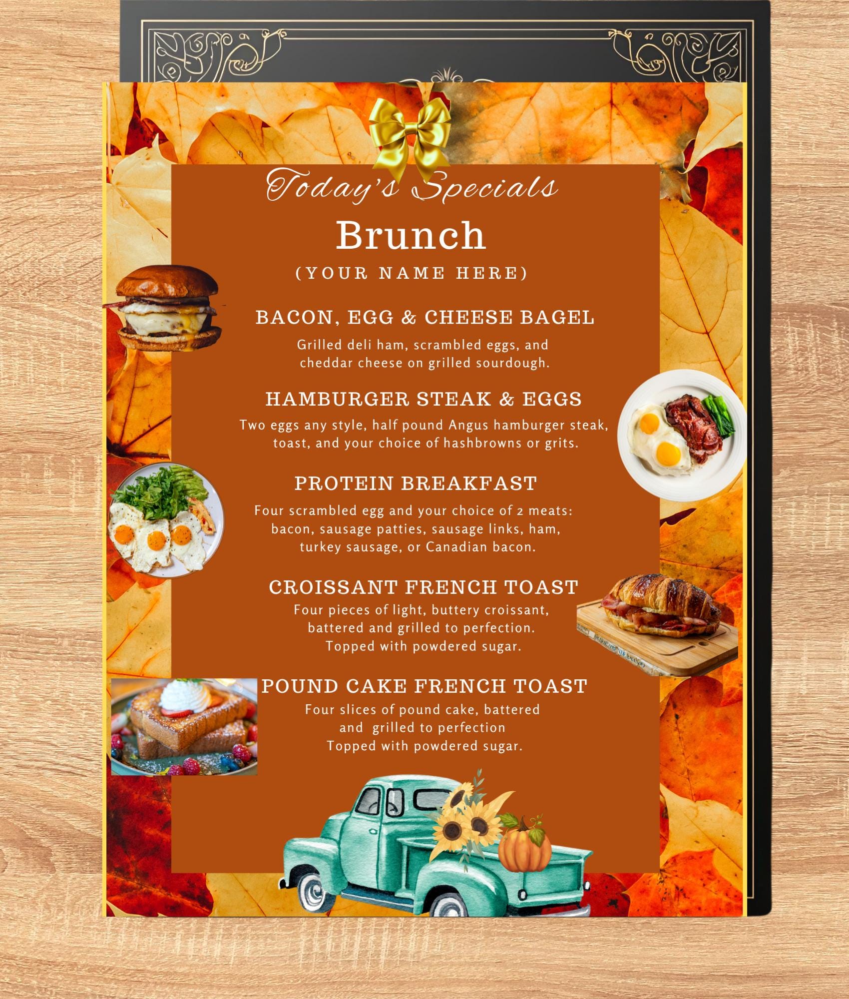 Fall Brunch Menu Template: Autumn Halloween Thanksgiving Editable DIY ...