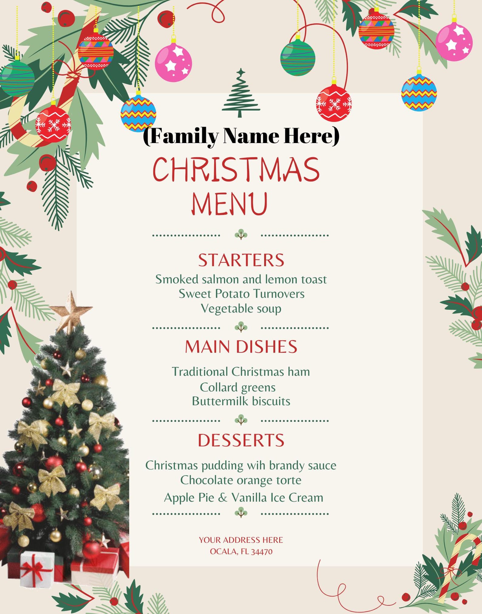 Christmas Dinner Menu, Christmas Dinner Menu, Christmas Menu Template ...