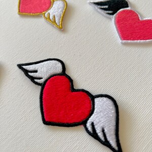 Cupid Winged Heart Embroidered Patches, Sew on Patches, Patches for ...