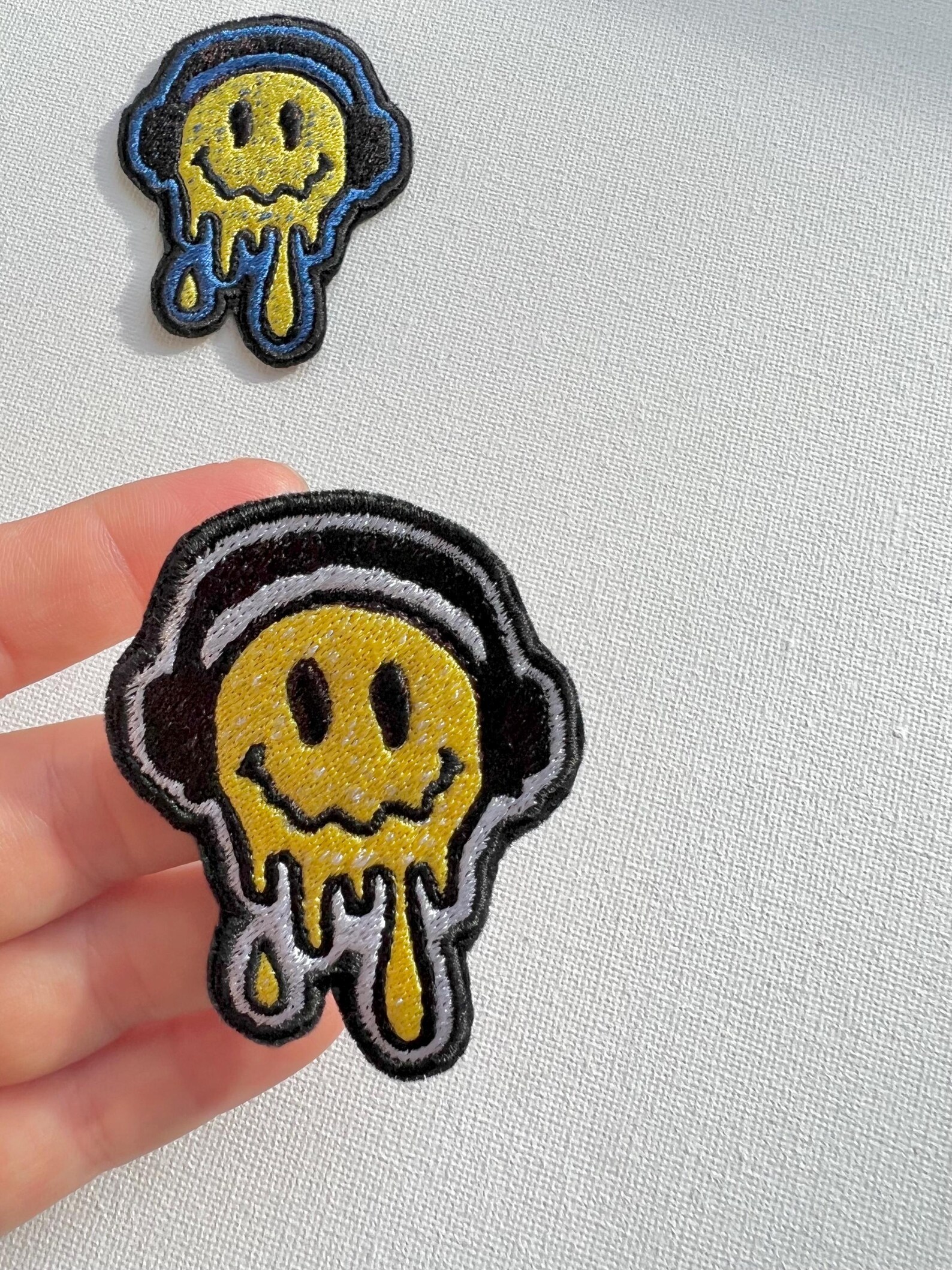 Melting Happy Face Embroidered Patches, Sew on Patches, Patches for ...