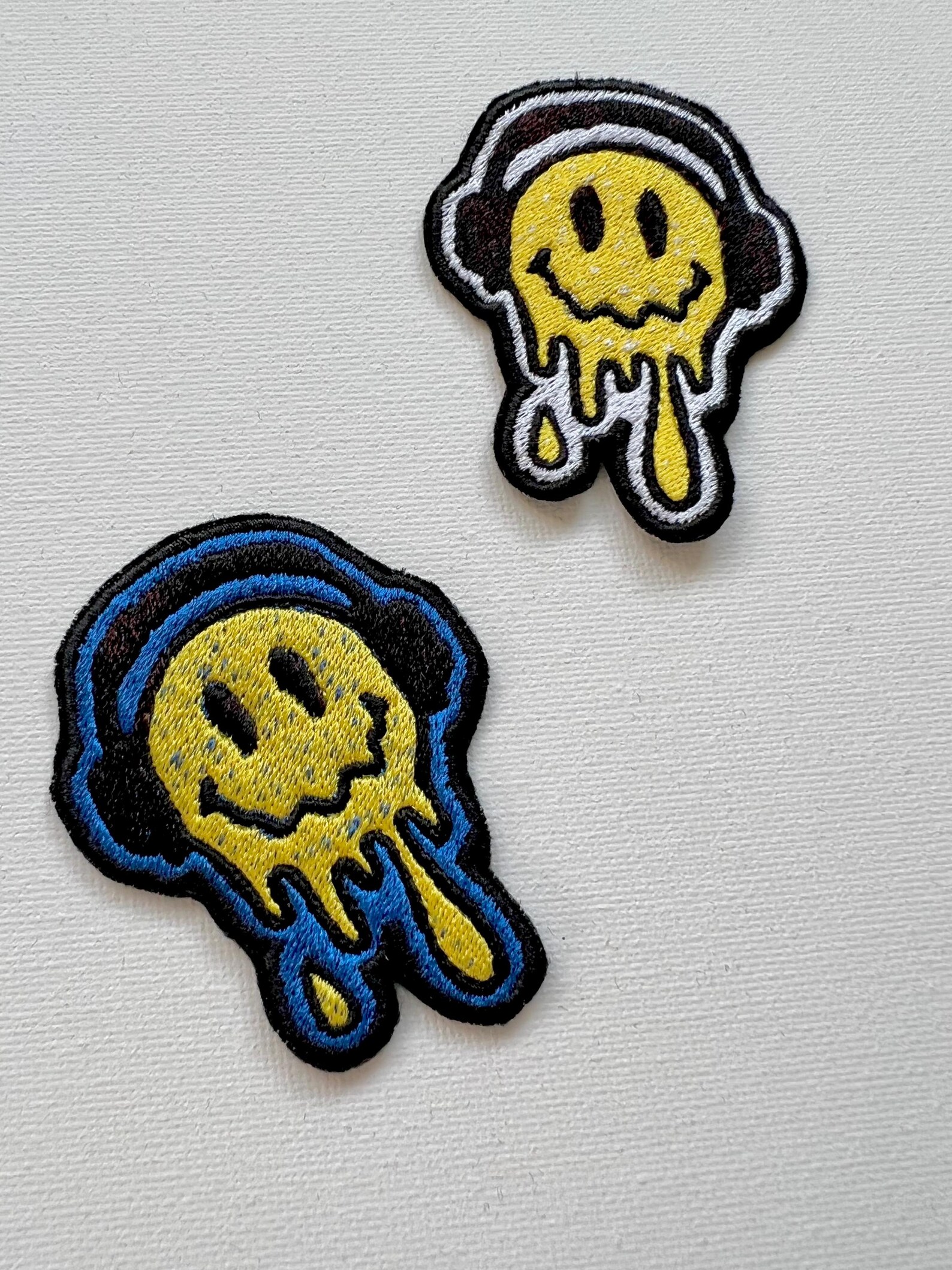 Melting Happy Face Embroidered Patches, Sew on Patches, Patches for ...